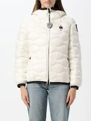 BLAUER. Camelia Slim Fit Short Down Jacket With Shearling Hood - White
