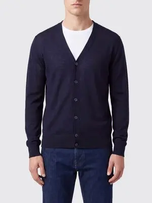 BALLANTYNE V-neck Pure Wool Cardigan With Ribbed Trims - Blue