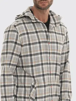 Kiton Tartan Plaid Cotton Hooded Shirt With Button Closure