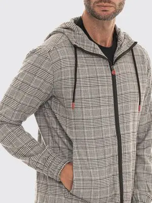 Kiton Tartan Cotton Zip-up Hoodie With Dropped Shoulders