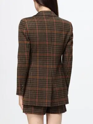 Max Mara Houndstooth Virgin Wool And Cotton Single-breasted Blazer