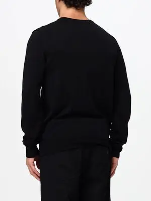 Fred Perry V-neck Wool And Cotton Blend Jumper With Embroidered Logo - Black