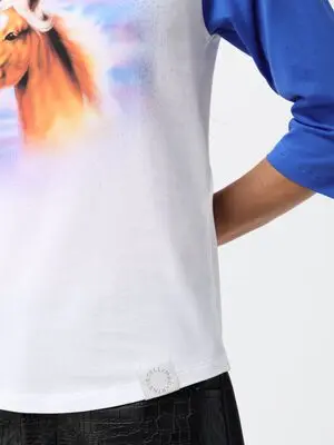 Stella McCartney Long-sleeved Cotton T-shirt With Graphic Print And Logo