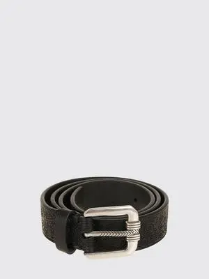 Etro Adjustable Belt In Embossed Calf Leather With Pin Buckle - Black