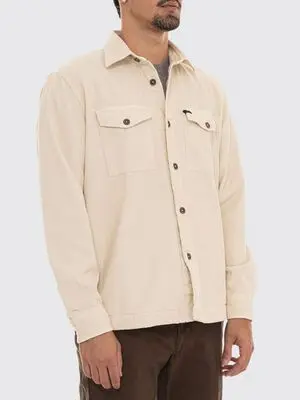 FAY Long-sleeved Corduroy Shirt With Patch Pockets - Ivory