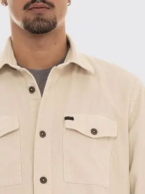 FAY Long-sleeved Corduroy Shirt With Patch Pockets - Ivory
