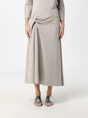 MEIMEIJ Asymmetrical Midi Skirt In Viscose With Draped High Waist - Grey