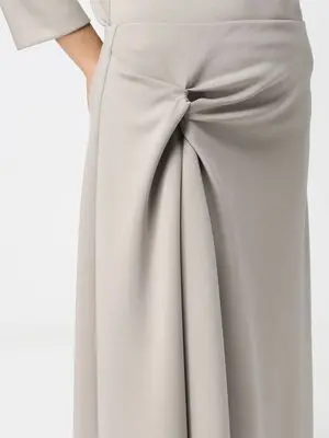 MEIMEIJ Asymmetrical Midi Skirt In Viscose With Draped High Waist - Grey