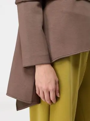 MEIMEIJ Long-sleeved Crêpe Blouse With A Crew Neck And Asymmetric Hem