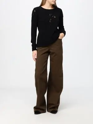 Ermanno Scervino Wool Blend Jumper With Floral Embroidery - Black