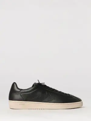 SUN 68 Low-top Leather Sneakers With Padded Ankle And Embossed Logo - Black