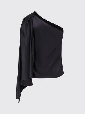 Alberta Ferretti One-shoulder Draped Satin Top With Monogram Pattern