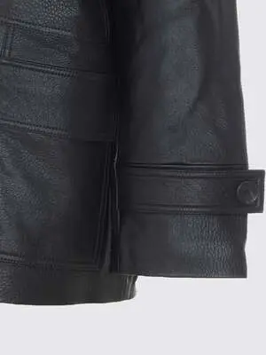 SWORD 6644 Double-breasted Relaxed Fit Leather Biker Jacket