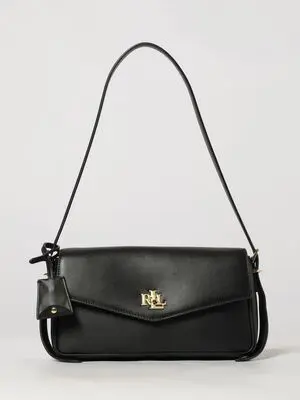 Ralph Lauren Farrah Monogram Smooth Leather Shoulder Bag With Charm
