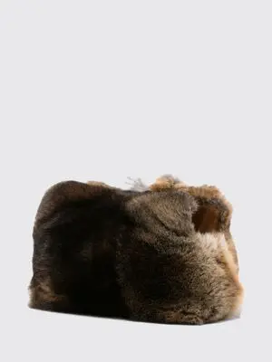 ANITA BILARDI Abstract Print Faux Fur Clutch With Removable Handle - Brown