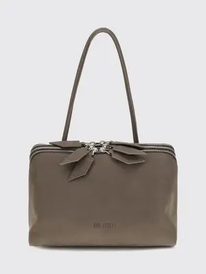 Attico Nubuck Shoulder Bag With Tubular Handle And Zip Closure - Grey