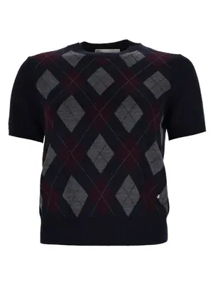 Tory Burch Maglia Con Motivo "argyle - Ivory