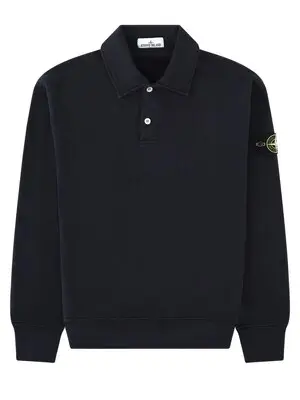 Stone Island Felpa Oversize Con Colletto Polo - Blue