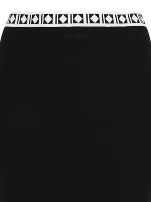 Versace Gonna Midi Jacquard Con Logo - Black
