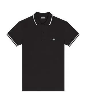 Dior Polo Shirt With Bee Embroidery - Black