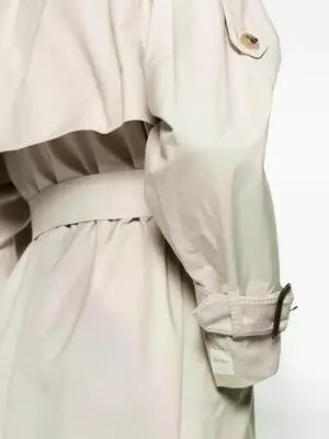 Max Mara Long Double-breasted Trench Coat In Water-repellent Cotton Beige