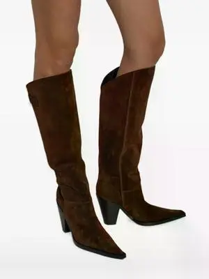 Moschino Suede Heeled Knee-high Boots