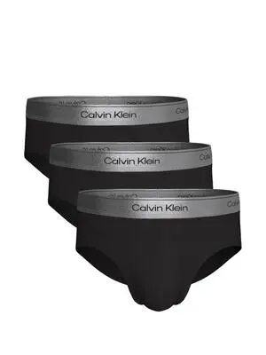 Calvin Klein Logo-waistband Pack Of Three Briefs - Black