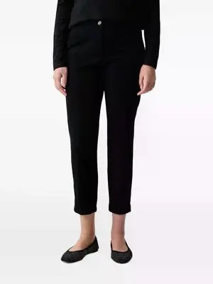 Sisley Button-fastening Cropped Chino Trousers - Black