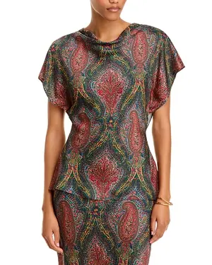 Veronica Beard Redgrave Cowl Neck Short Sleeve Top