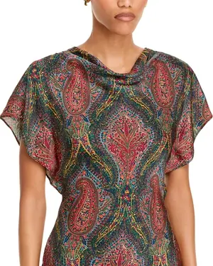 Veronica Beard Redgrave Cowl Neck Short Sleeve Top