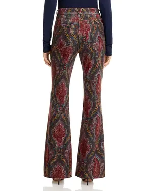 Veronica Beard Beverly High Rise Flare Jeans In Paisley Cord