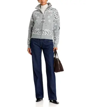 Line & Dot Rio Paisley Print Zip Sweater
