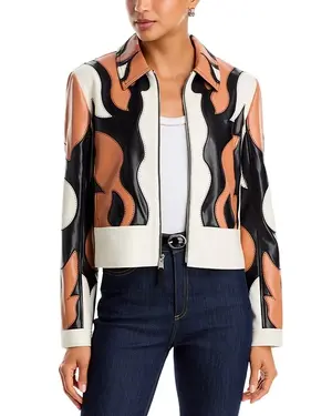 Cinq À Sept Mackie Cropped Colorblocked Jacket - Black Multi