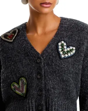 Cinq À Sept Emily Wool Blend Embellished Cropped Cardigan