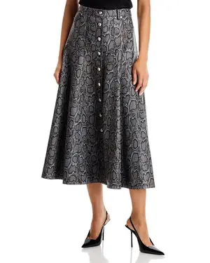 Cinq À Sept Veena Snake Print Midi Skirt