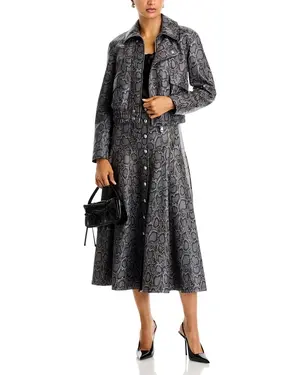 Cinq À Sept Veena Snake Print Midi Skirt