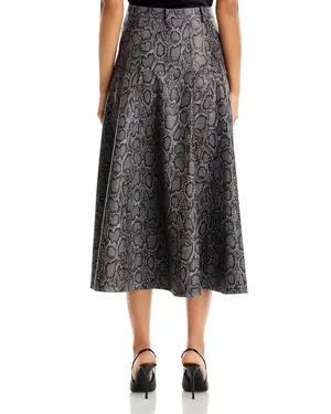 Cinq À Sept Veena Snake Print Midi Skirt