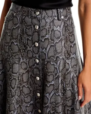 Cinq À Sept Veena Snake Print Midi Skirt