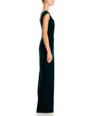 SAU LEE Brooke Velvet Bodycon Scoop Neck Gown - Emerald