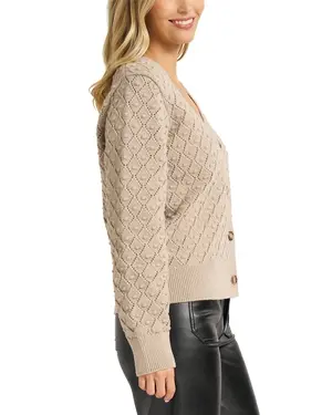 MATTY M Sonny Pointelle V Neck Cardigan