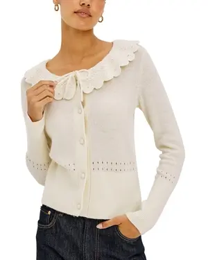 Rails Wendy Cotton, Wool & Cashmere Blend Scalloped Collar Cardigan