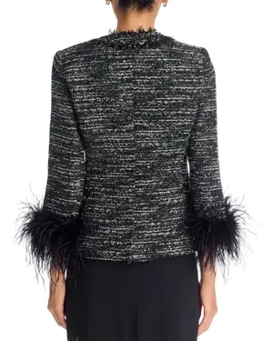 UNGARO Adley Feather Trim Jacket