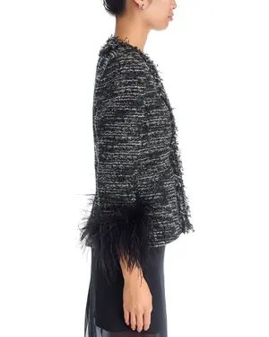 UNGARO Adley Feather Trim Jacket