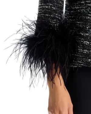 UNGARO Adley Feather Trim Jacket
