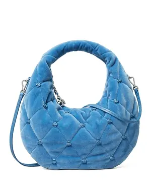 Tory Burch Bunny Knot Velvet Convertible Crescent Bag - Electric Blue