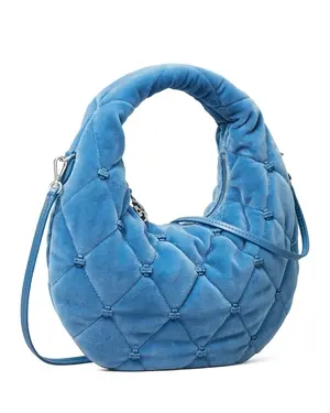 Tory Burch Bunny Knot Velvet Convertible Crescent Bag