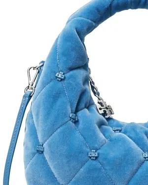 Tory Burch Bunny Knot Velvet Convertible Crescent Bag