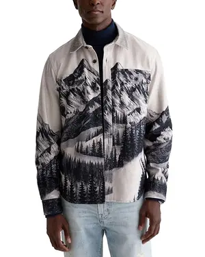 Ag Milland Graphic Long Sleeve Relaxed Fit Shirt - Grayscale