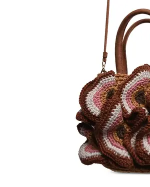 Farm Rio Crochet Flower Wool Handbag