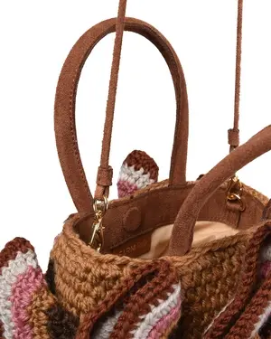Farm Rio Crochet Flower Wool Handbag